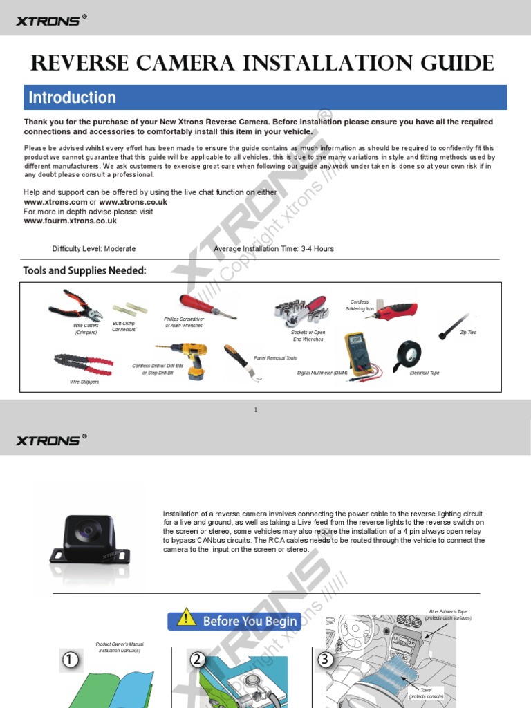 Reverse Camera Installation Guide: Tools and Supplies Needed | PDF ...
