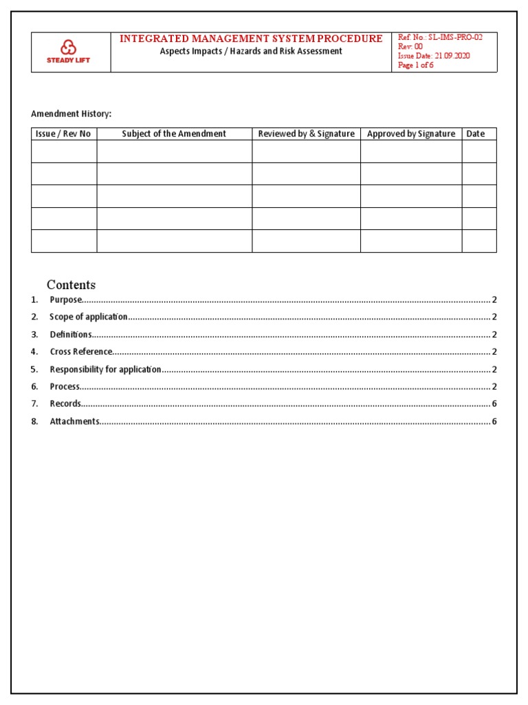 IMS-PRO-02 Hazard and Risk Assessment & Aspect Impact | PDF | Hazards ...