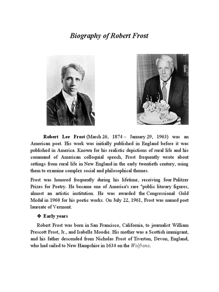 Biography of Robert Frost | Download Free PDF | Poetry