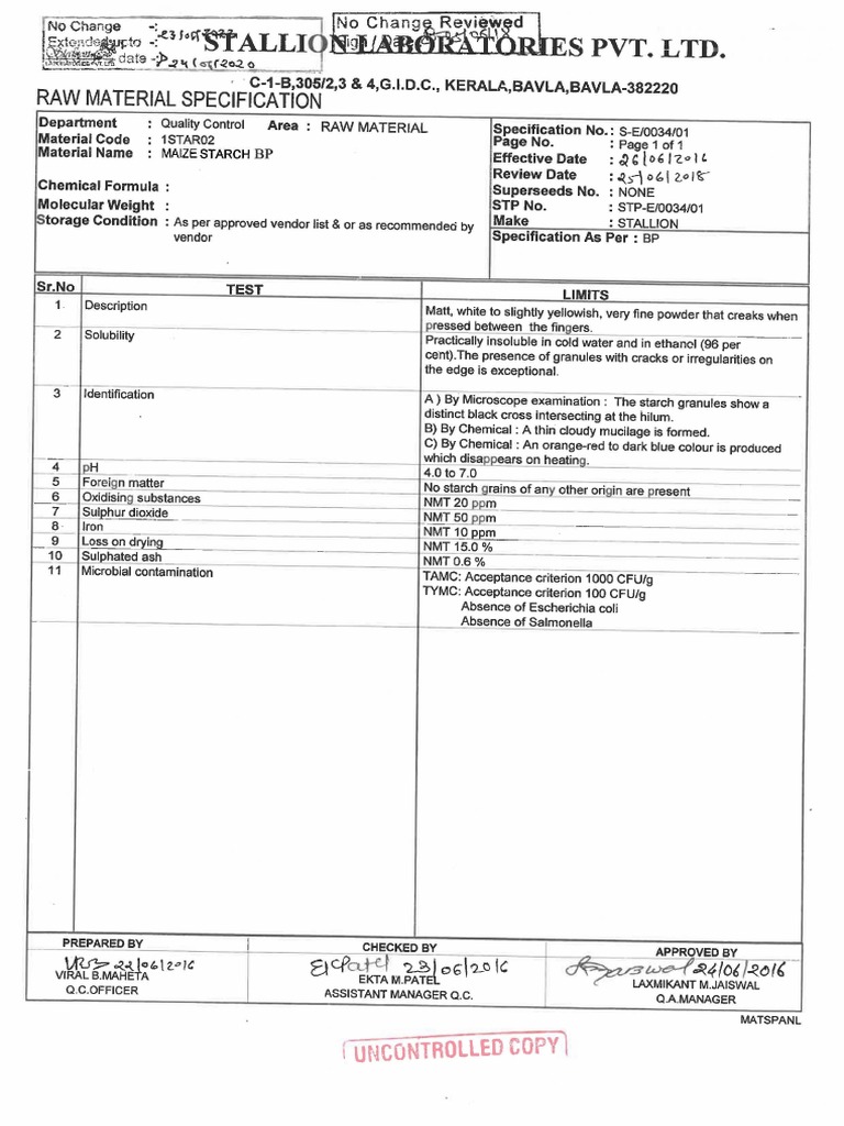 Maize Starch BP | PDF