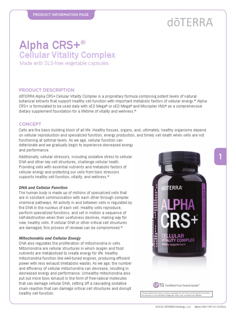 Alpha CRS+: Cellular Vitality Complex | PDF | Antioxidant | Radical ...
