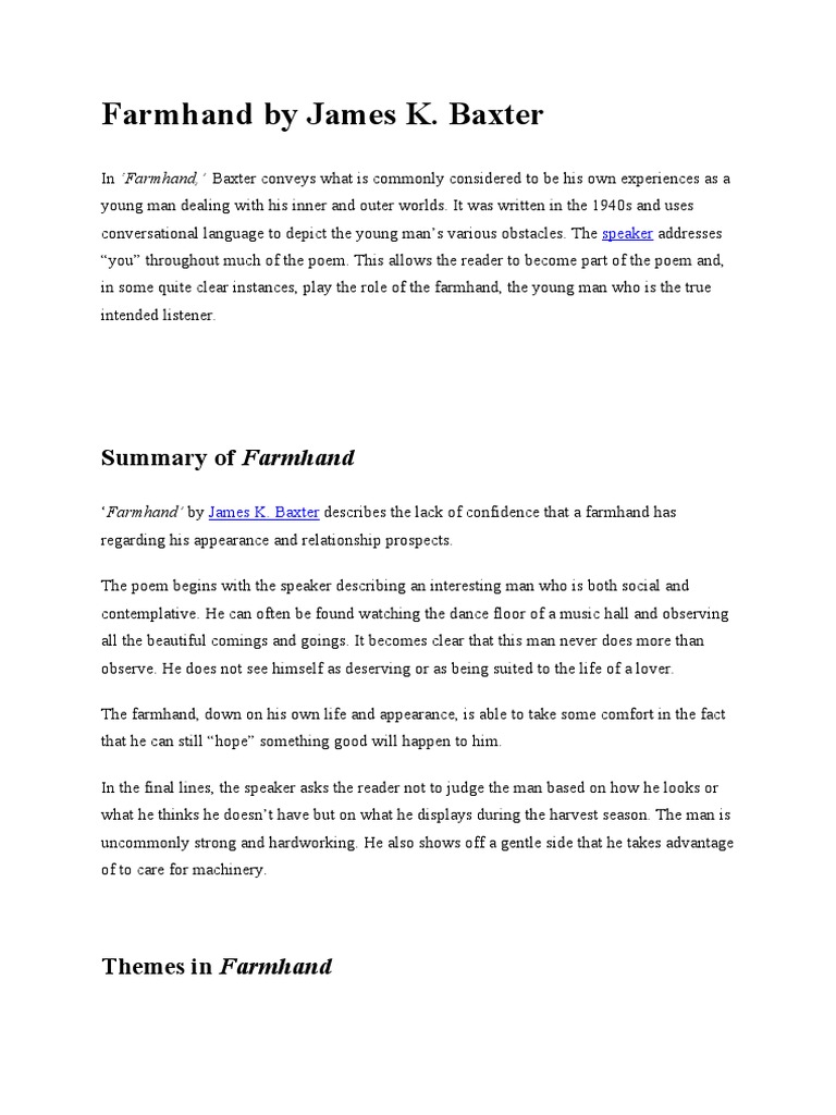 Farmhand by James K | PDF | Poetry