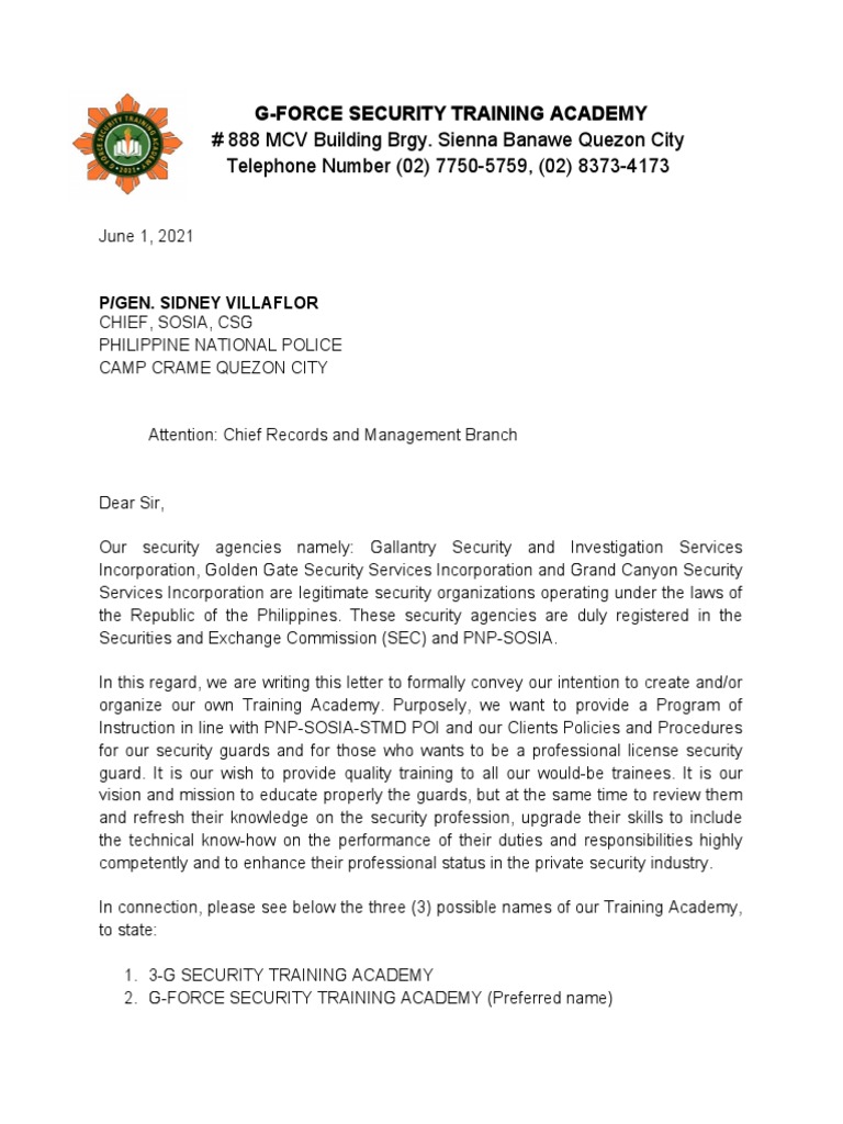 Letter of Intent PNP Sosia | PDF