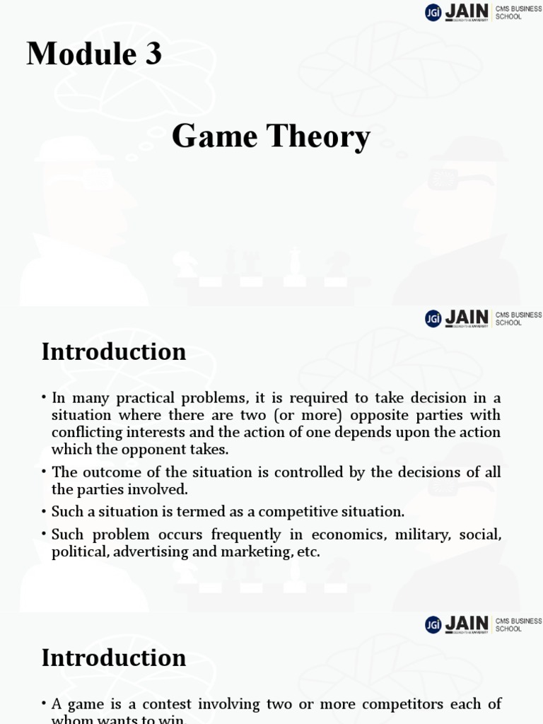 Module 3 Game Theory | PDF | Economics Of Uncertainty | Game Theory