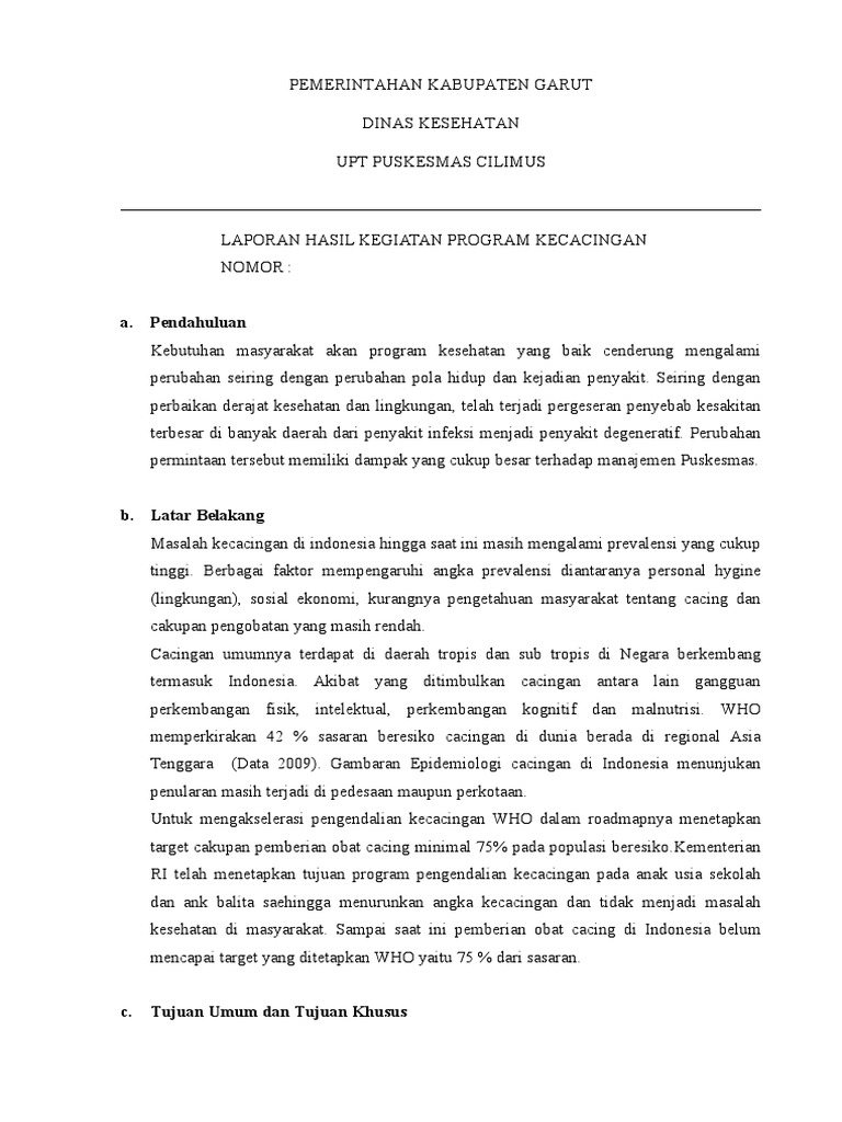 LHK Program Kecacingan | PDF