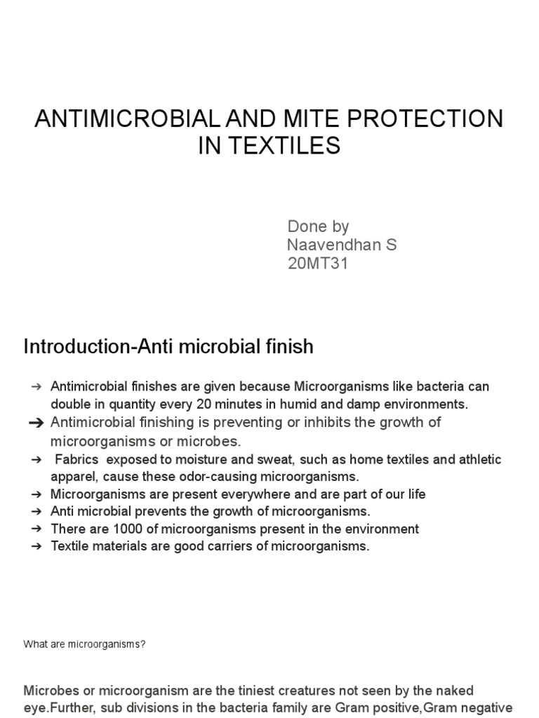 Antimicrobial And Mite Protection In Textiles Presentation Pdf
