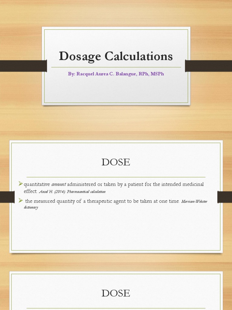 Calculation of Doses | PDF | Dose (Biochemistry) | Chemistry