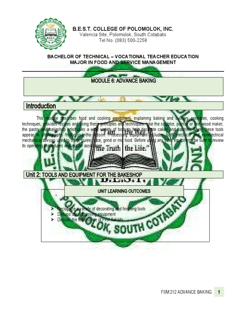 Advance Baking Final Lesson 3 Pdf Oven Blender