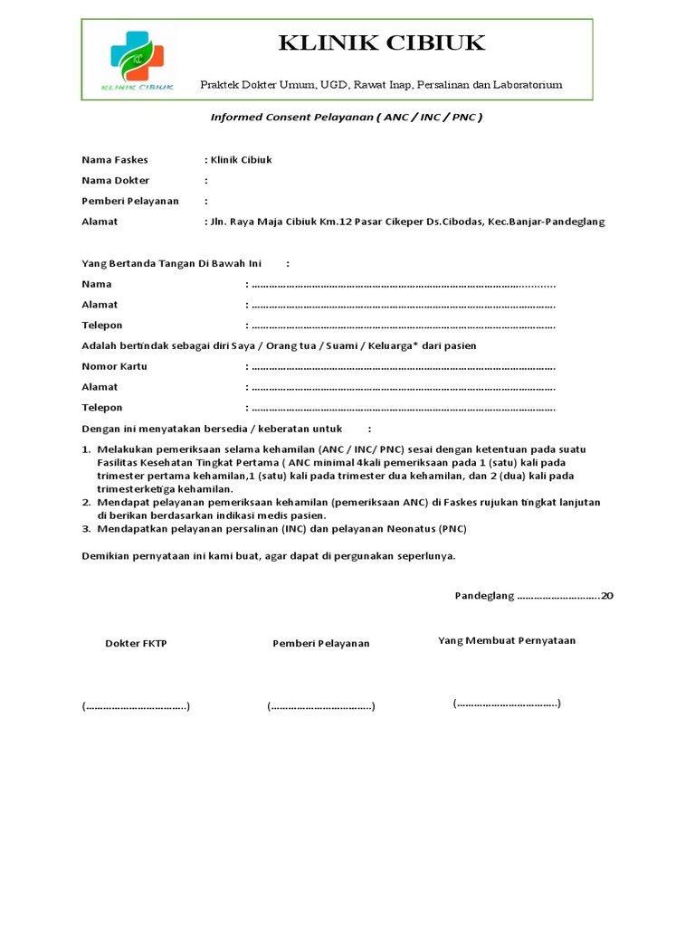 Informed Consent Pelayanan | PDF