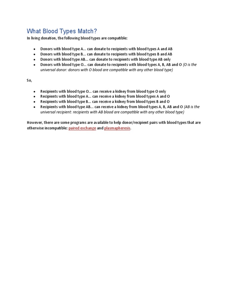 What Blood Types Match?: Universal Donor: Donors With O Blood Are ...