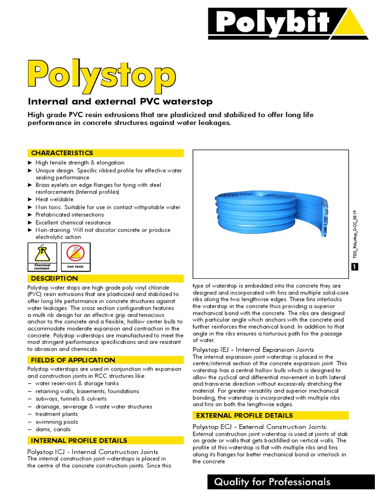 Polystop: Internal and External PVC Waterstop | PDF | Polyvinyl ...