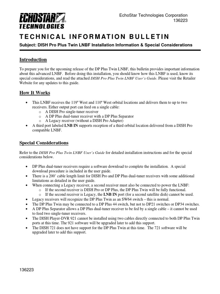 Instructions For Dish Network Dish Pro Plus Installation | PDF ...