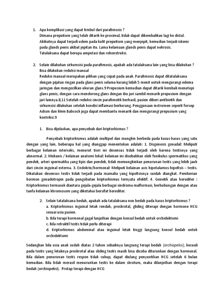 Apa Komplikasi Yang Dapat Timbul Dari Parafimosis | PDF
