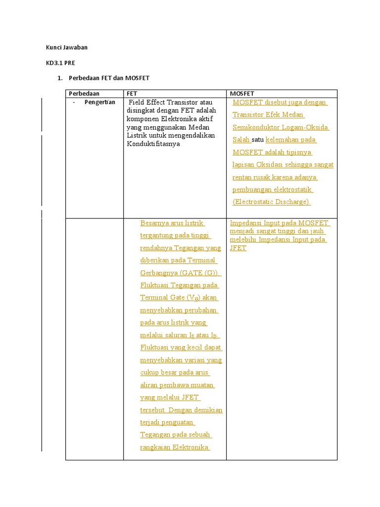 Kunci Jawaban KD3.1 PRE | PDF