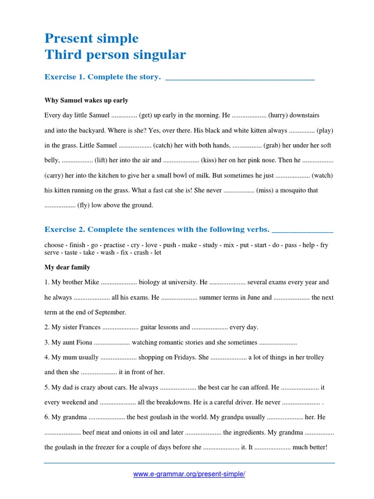 Present Simple 3rd Person He She It | PDF | Foods