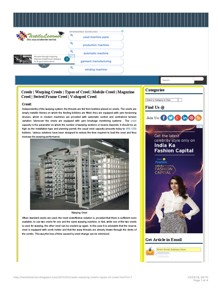 Creels - Warping Creels - Types of Creel - Mobile Creel - Magazine ...