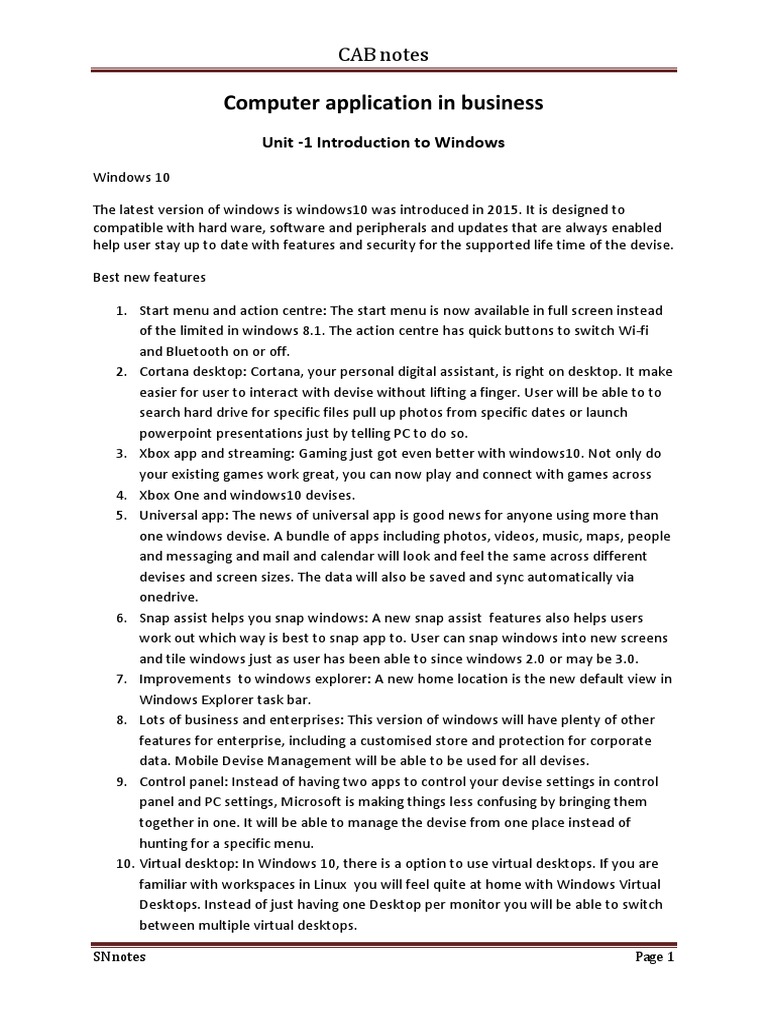 Computer Applications in Business | PDF | Window (Computing) | Windows 10