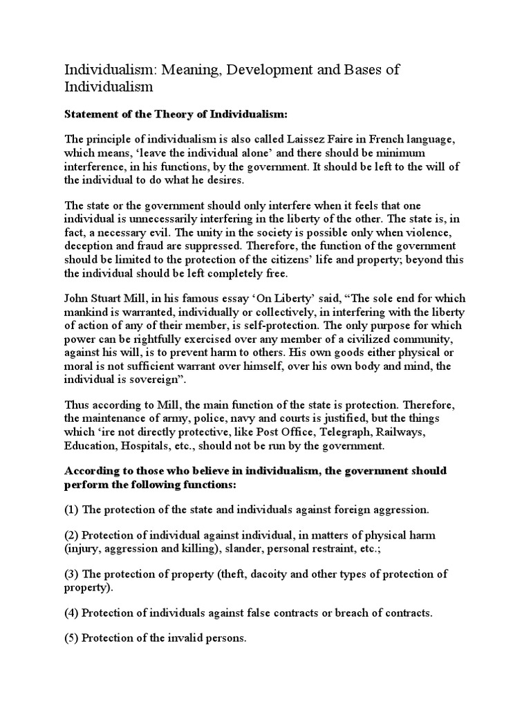 Individualism Meaning Bases Theory | PDF | Individualism | Capitalism