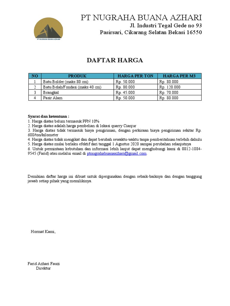 Daftar Harga Material | PDF