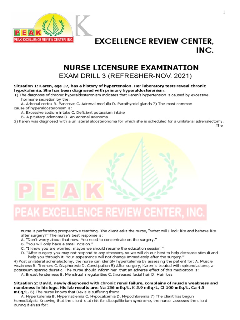 NLE Exam Drill 3 Q Only 100 | PDF | Anesthesia | Prostate Cancer