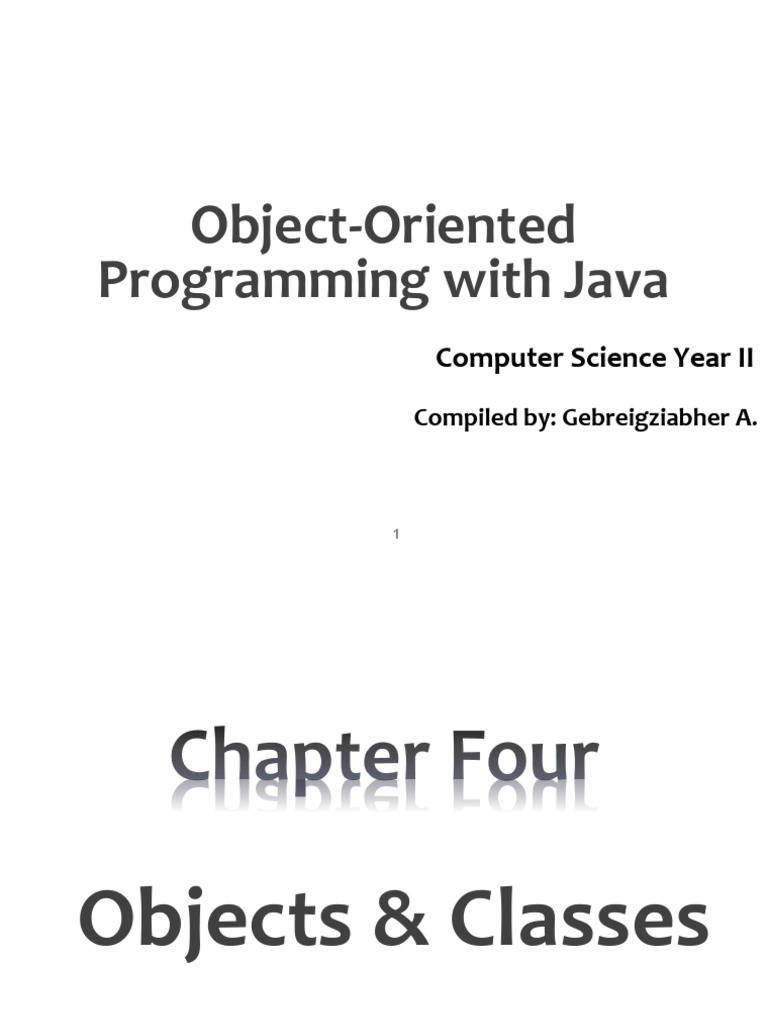 Object Oriented Programming With Java Classes Objects Constructors Pdf Object Oriented