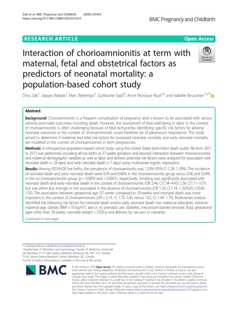 Korioamnionitis | Download Free PDF | Childbirth | Infant Mortality