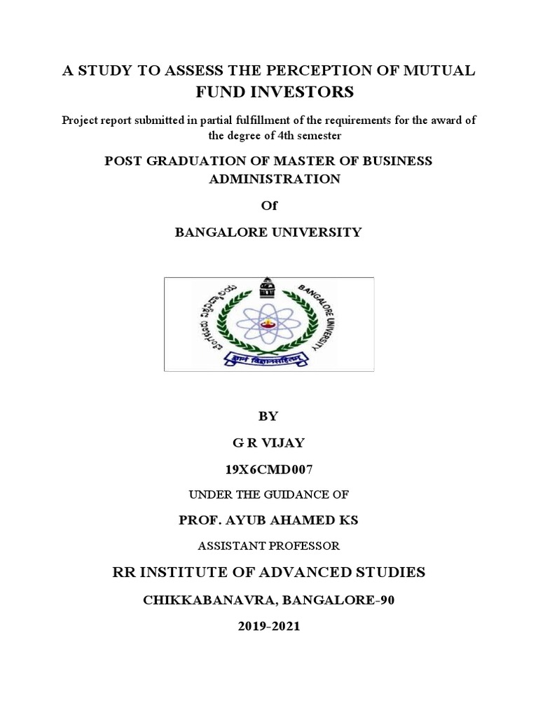 A Study To Assess The Perception of Mutual Fund Investors-Vijay 4sem ...