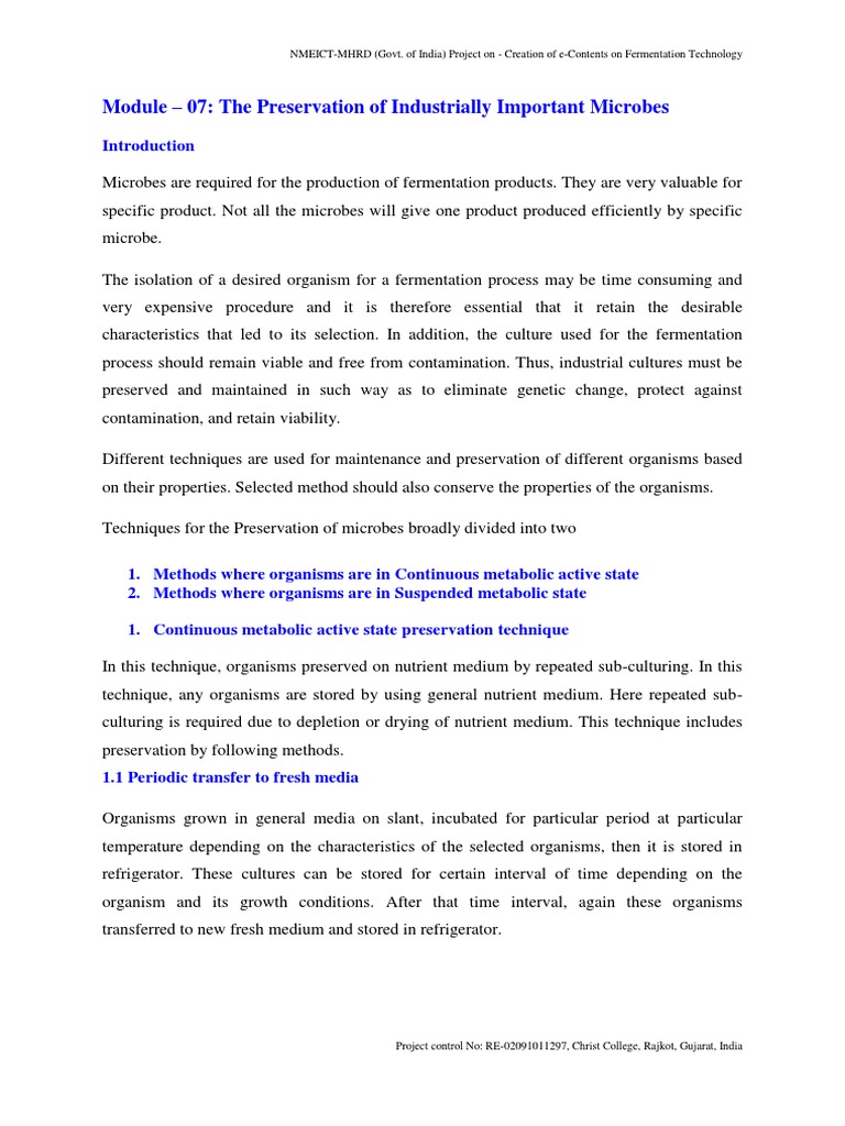 17-7-ET-V1-S1 L-7 Theory The Preservation of Microbes | PDF 17-7-ET-V1-S1 L-7 Theory The Preservation of Microbes | PDF