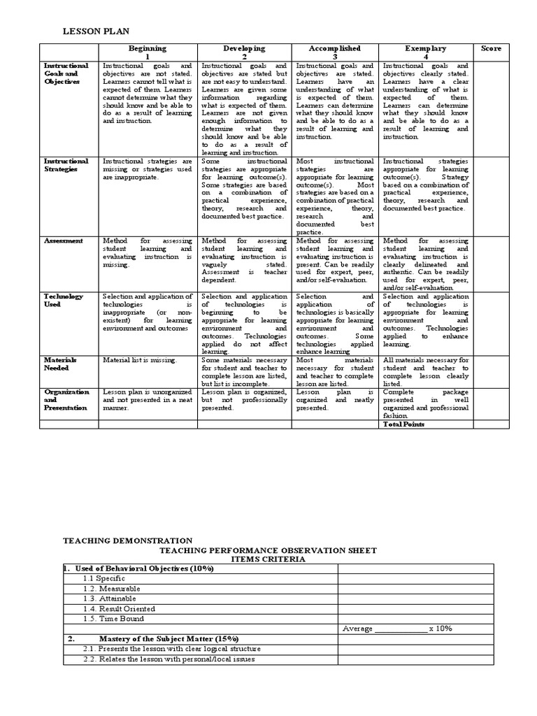 Lesson Plan & Teaching Demo | PDF | Lesson Plan | Educational Assessment