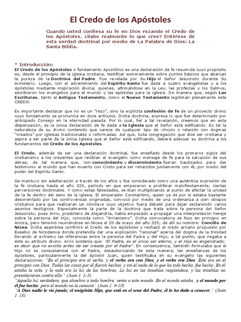 El Credo de los Apóstoles_Sana doctrina | PDF | arrianismo | espíritu Santo