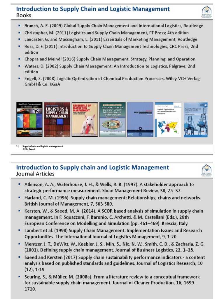 CH 1a - Introduction To Supply Chain & Logistics Management | PDF ...