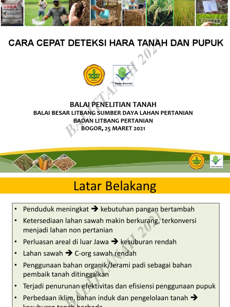Cara Cepat Deteksi Hara Tanah Dan Pupuk. Bimtek Seri 3 Balittanah | PDF