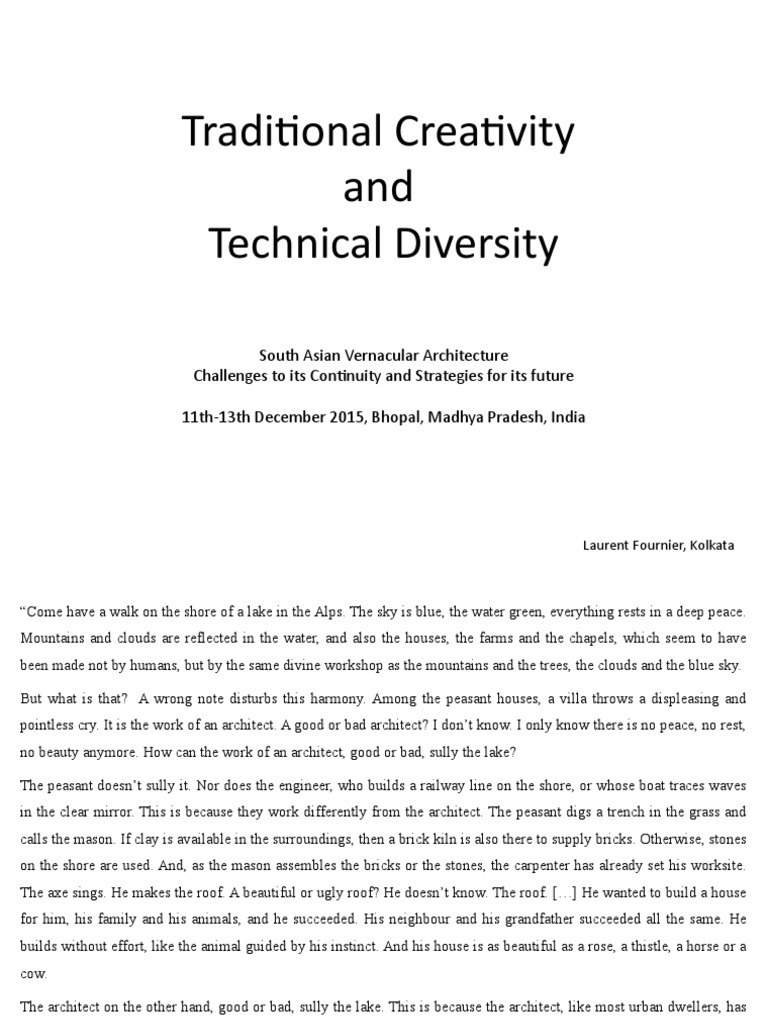 Traditional Creativity and Technical Diversity | PDF | Deconstruction ...