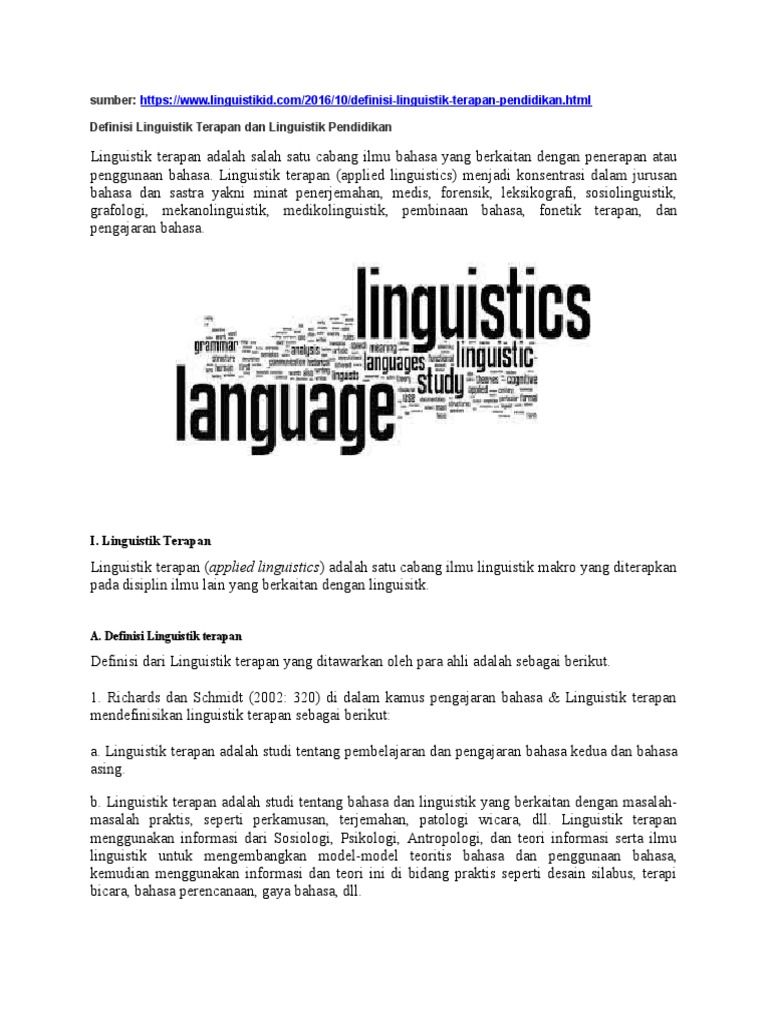 Linguistik Terapan Dan Linguistik Pendidikan | PDF