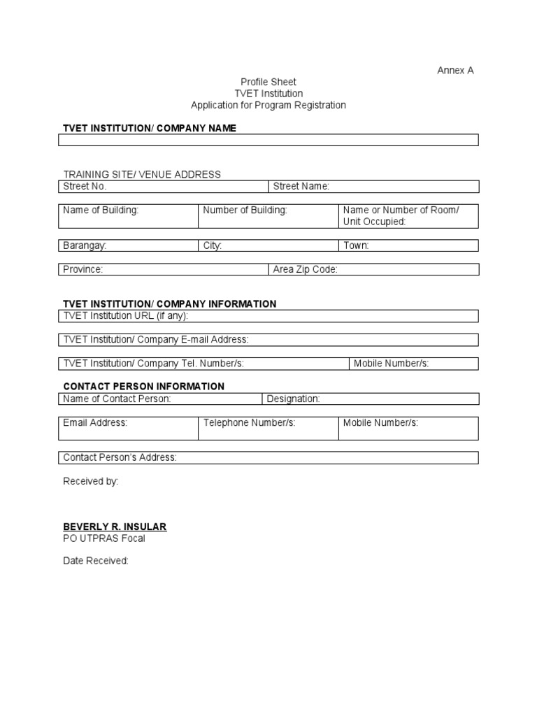 Annex A (Profile Sheet) | PDF