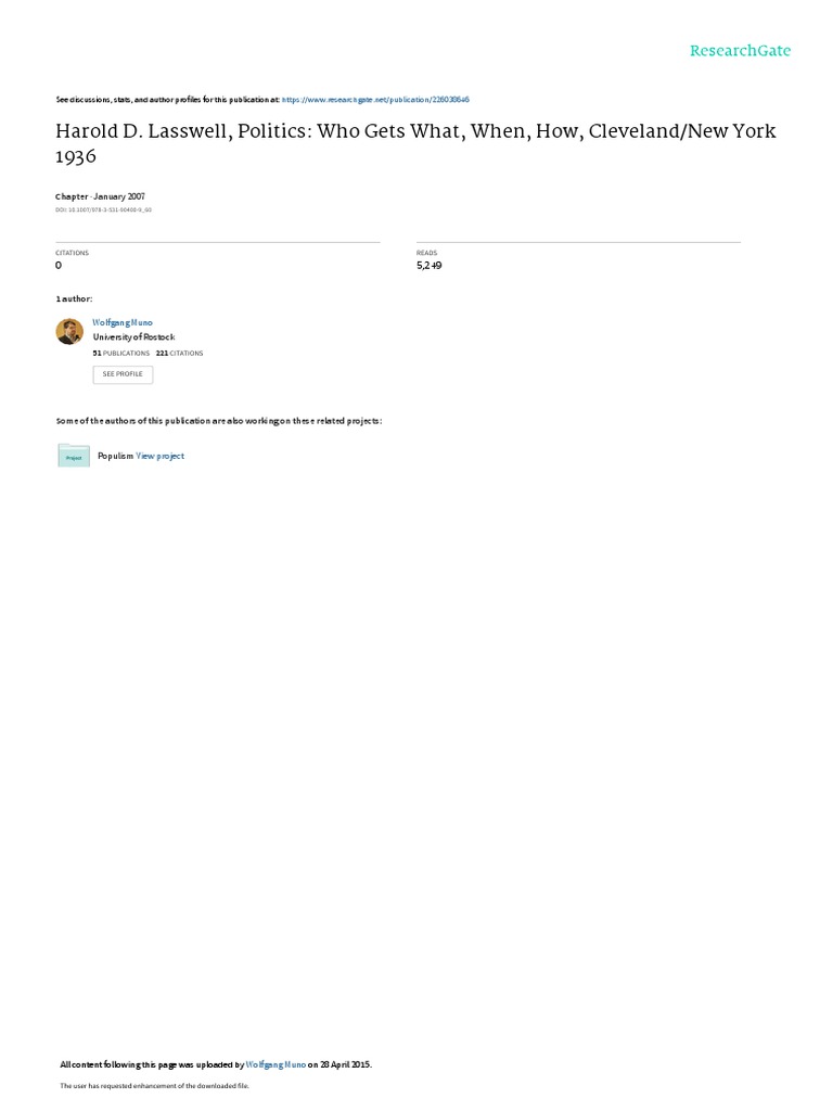 Harold D Lasswell Politics Who Gets What When How | PDF