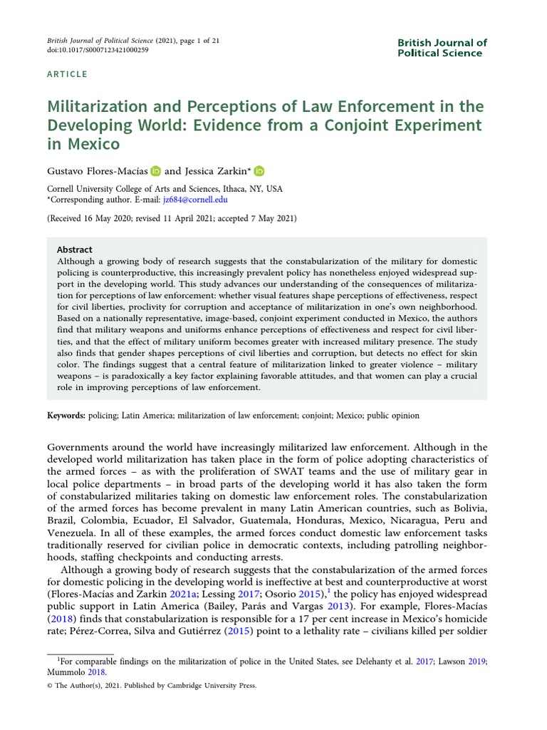 Militarization and Perceptions of Law Enforcement in The Developing ...