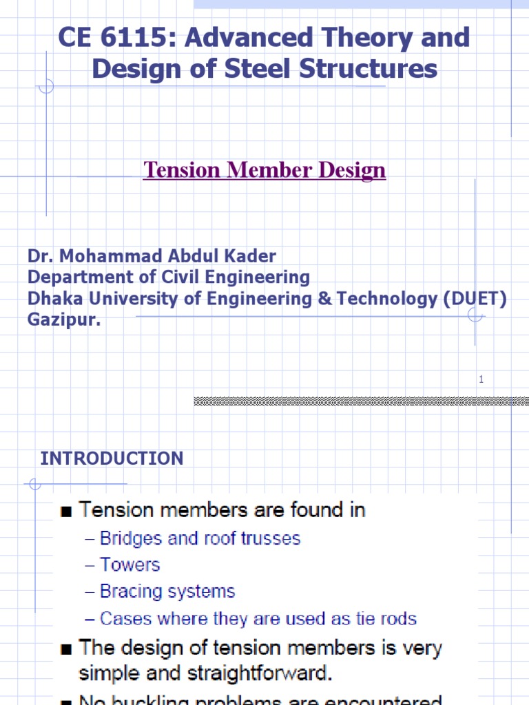 Tension Member Design and Strength Analysis | PDF | Buckling | Column