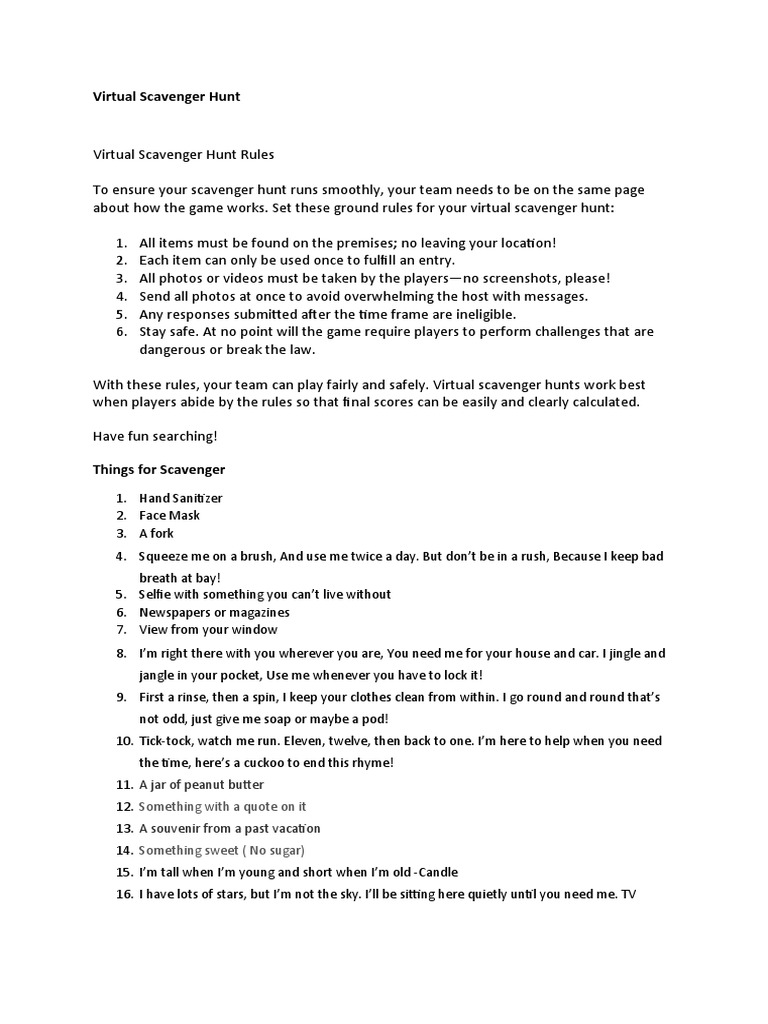 Virtual Scavenger Question | PDF