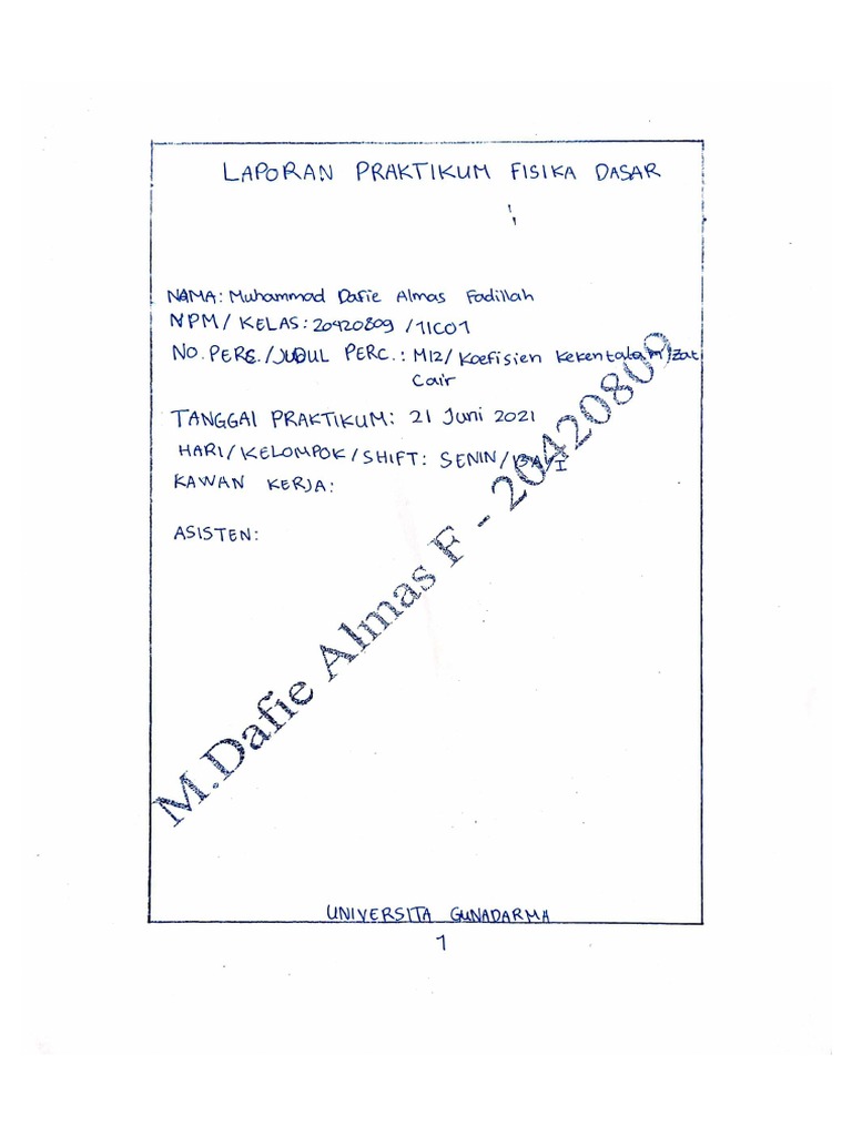 Laporan Praktikum Fisika Dasar Modul M12 | PDF