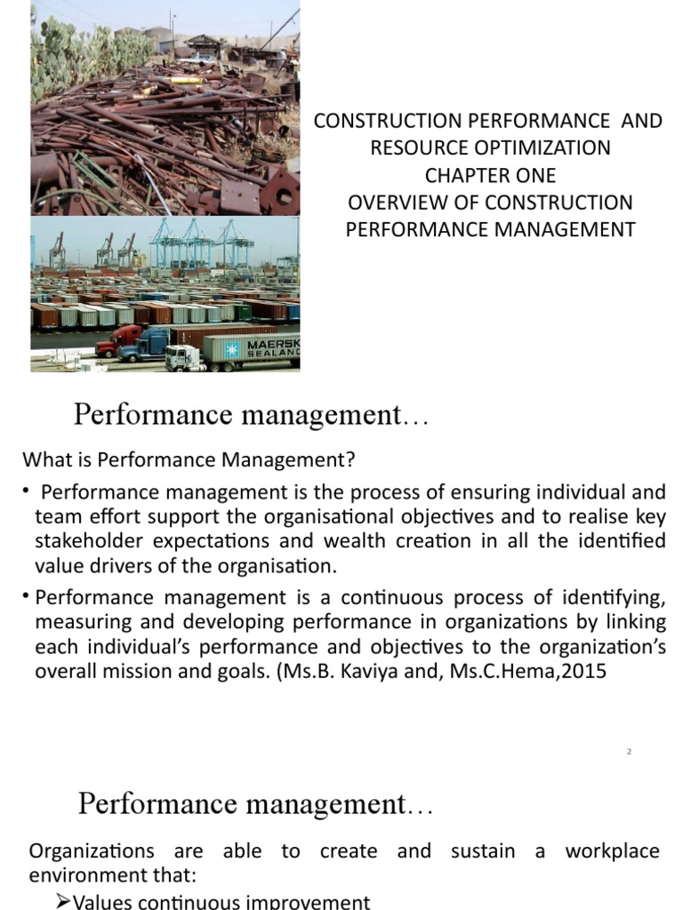 Construction Performance and Resource Optimization Chapter One Overview of Construction ...