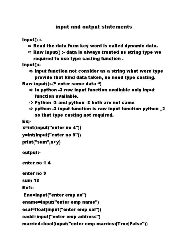 4input And Output Statements Pdf Parameter Computer Programming Software Development