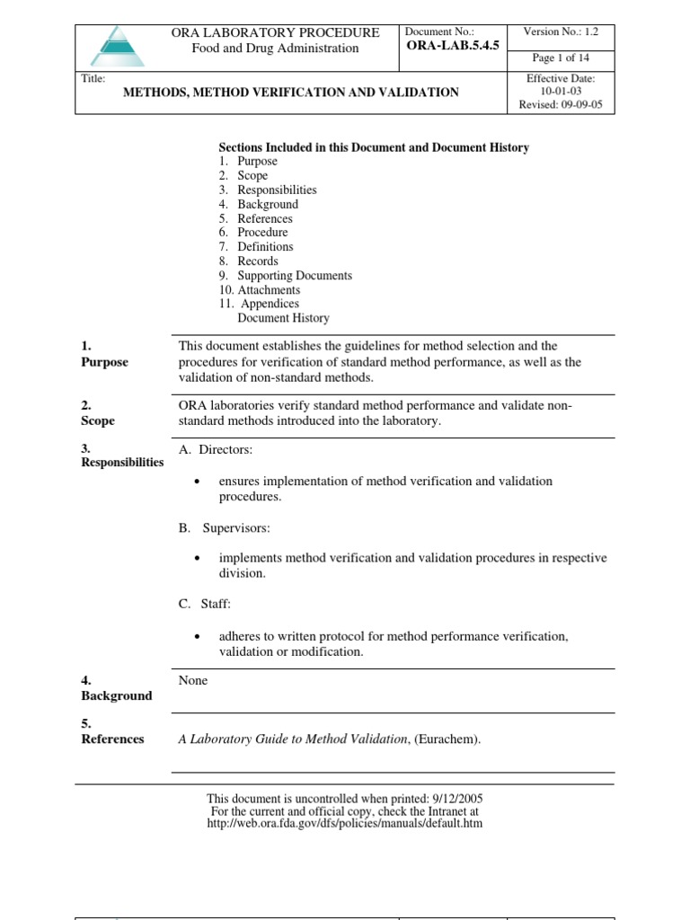 Methods Method Verification And Validation Pdf Detection Limit Verification And Validation 