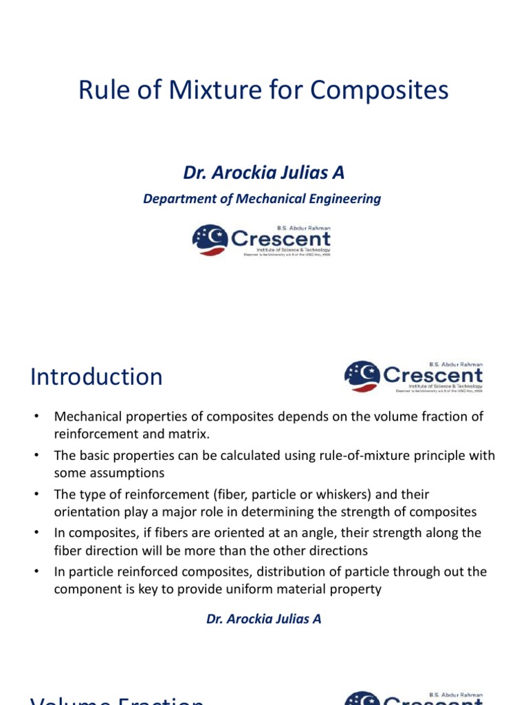 Rule of Mixture in Composite Materials | PDF | Composite Material ...