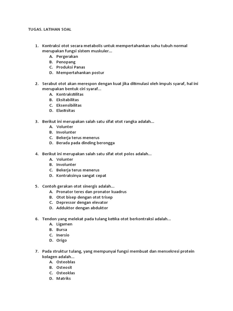 Latihan Soal Sistem Muskuloskeletal | PDF