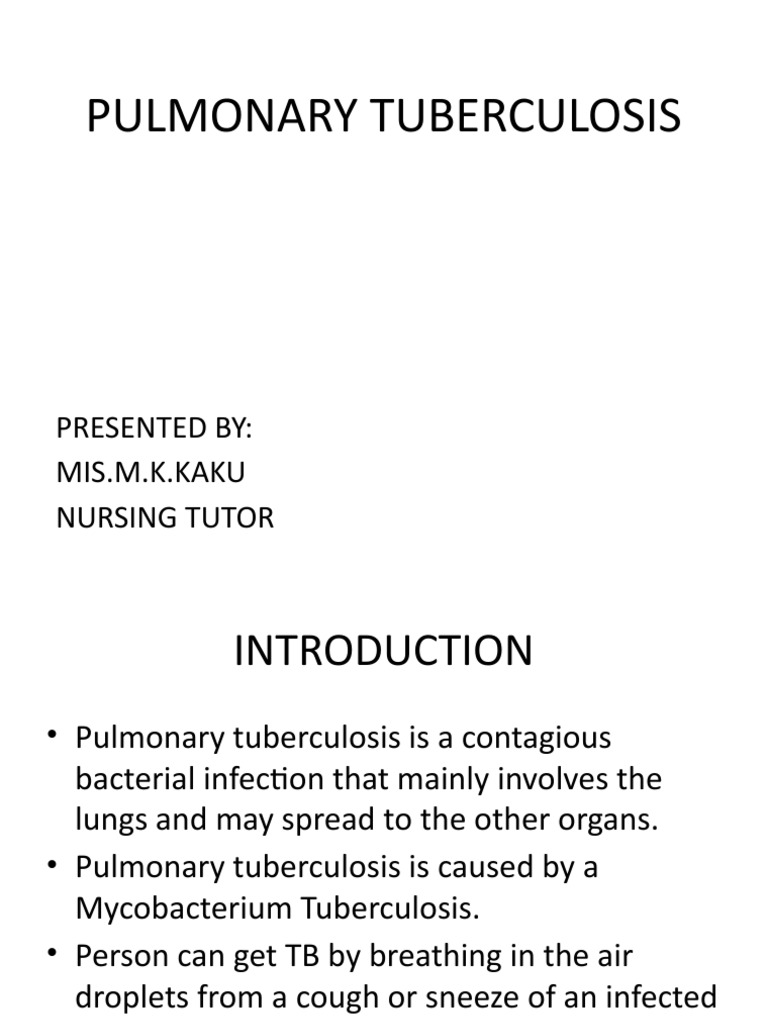 Pulmonary Tuberculosis | PDF | Tuberculosis | Infection