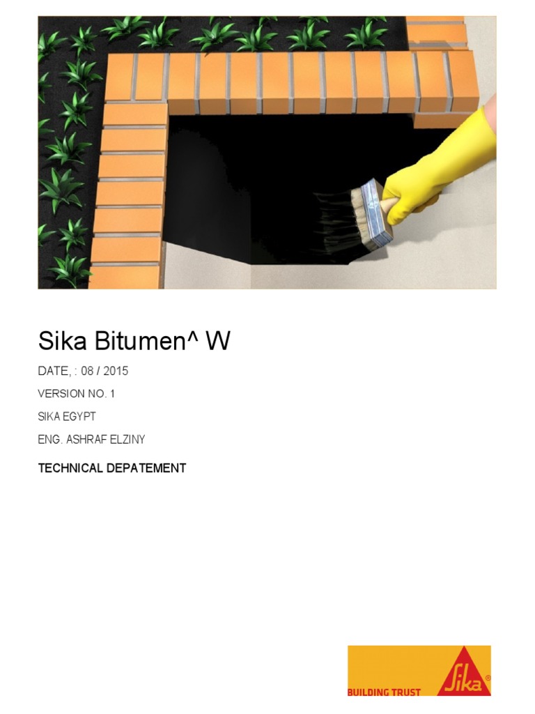 Sika Bitumen W: Technical Depatement | Download Free PDF | Asphalt | Water