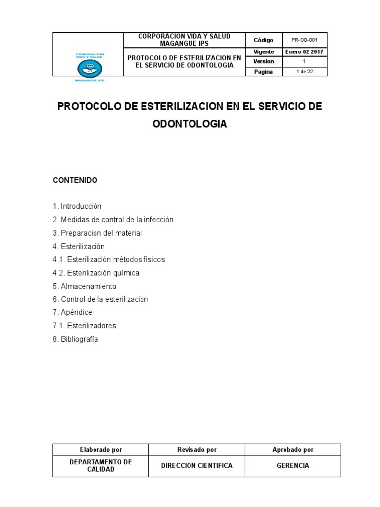 Protocolo de Esterilizacion | PDF | Esterilización (Microbiología) | Vapor