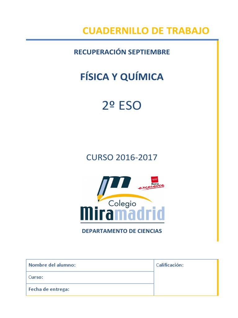 CUADERNILLO DE TRABAJO Recuperacion Fisica y Quimica 2 Eso | PDF ...