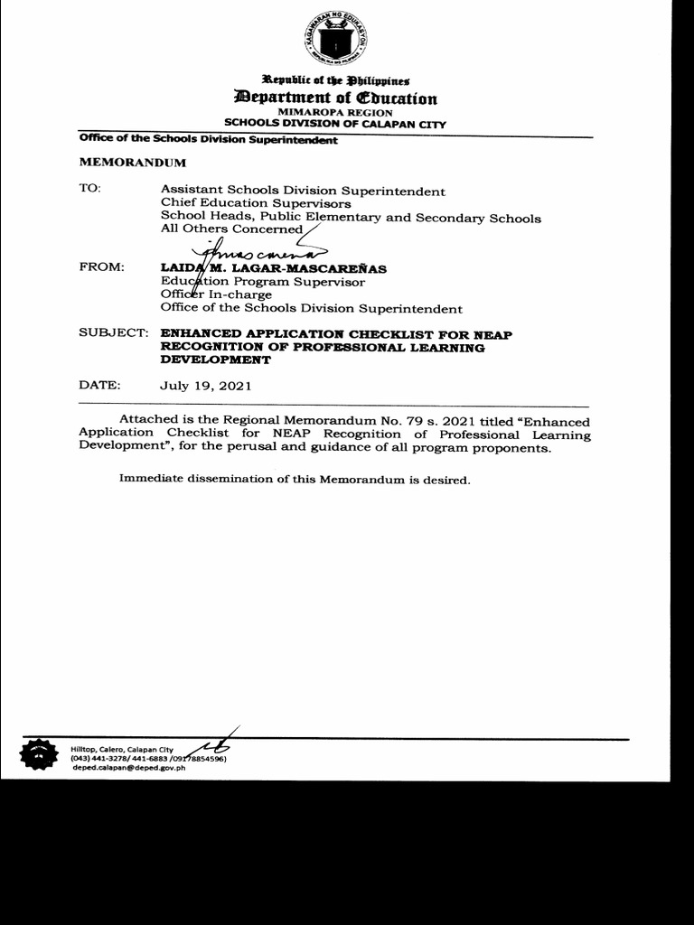 Enhanced Application Checklist For NEAP Recognition of Professional ...